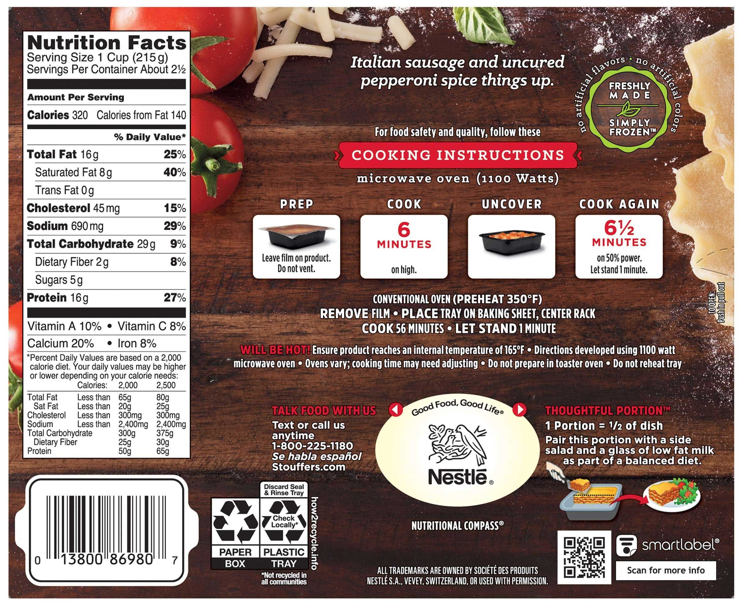 how to cook stouffers lasagna in microwave