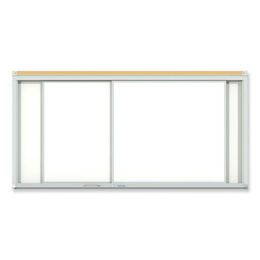 Ghent Horizontal Sliding Porcelain Magnetic Whiteboard with Satin ...
