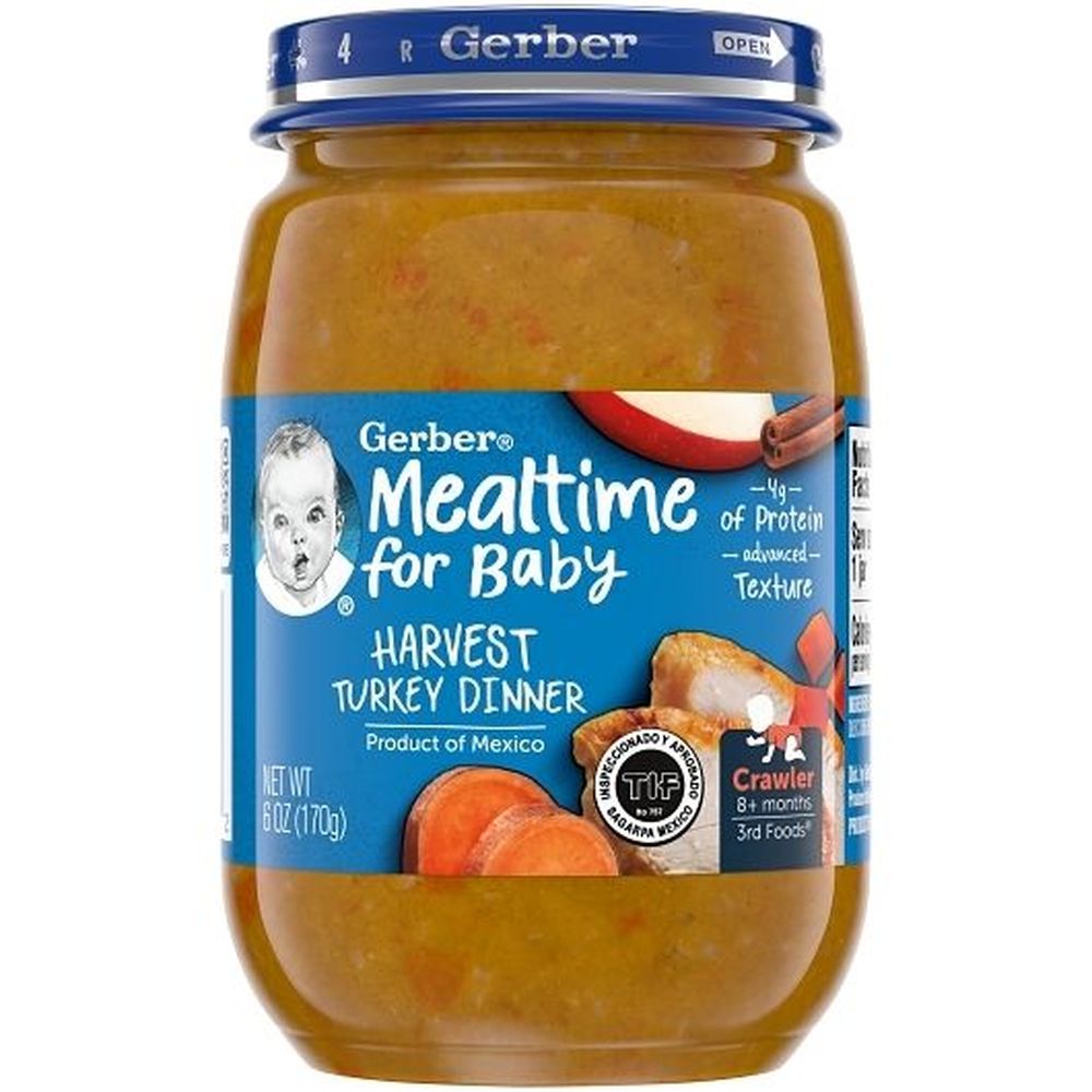 Gerber Mealtime For Baby Turkey Puree Baby Food, 6 Ounce Jar -- 12 per case