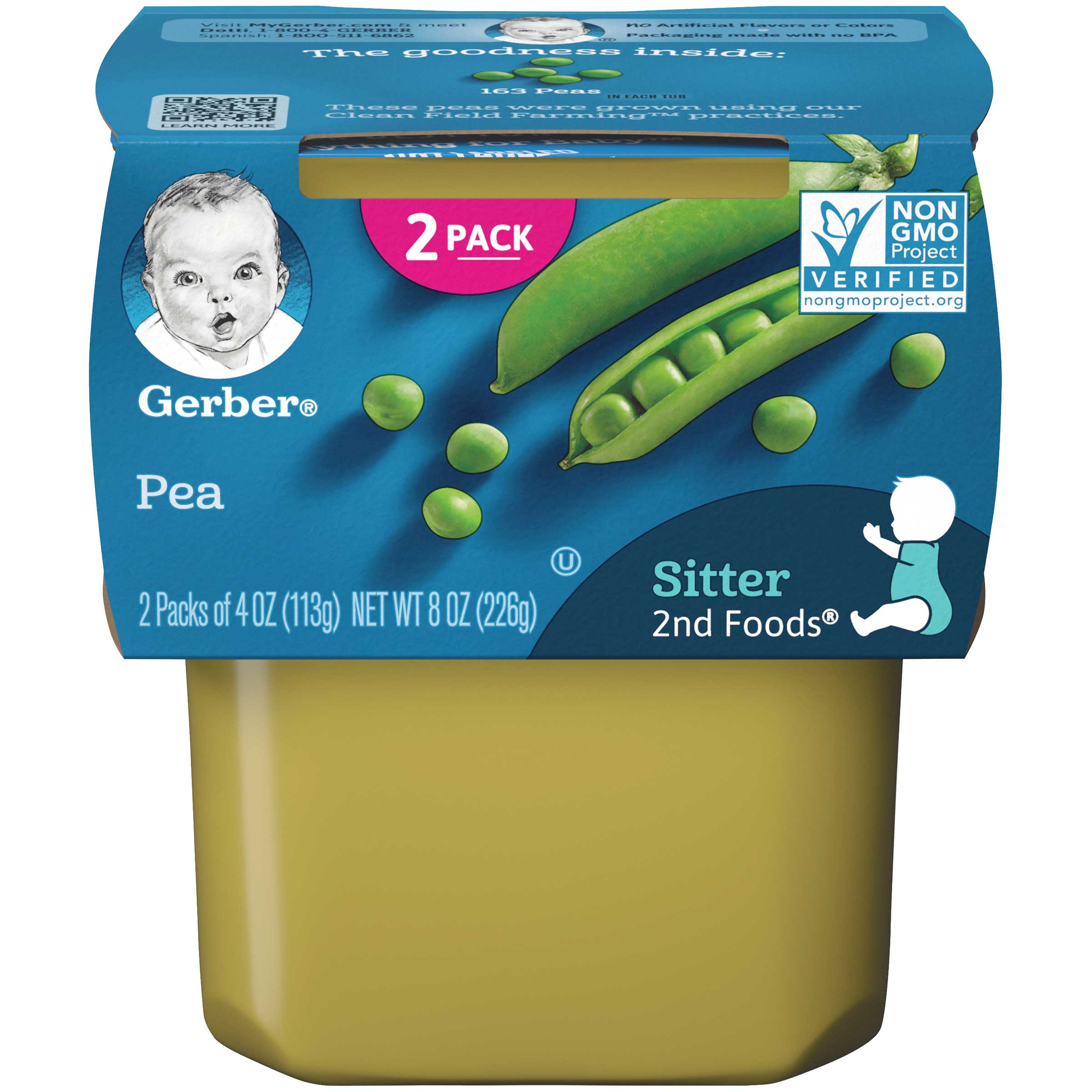Gerber 2nd Foods Peas Baby Food, 8 Ounce -- 8 per case.