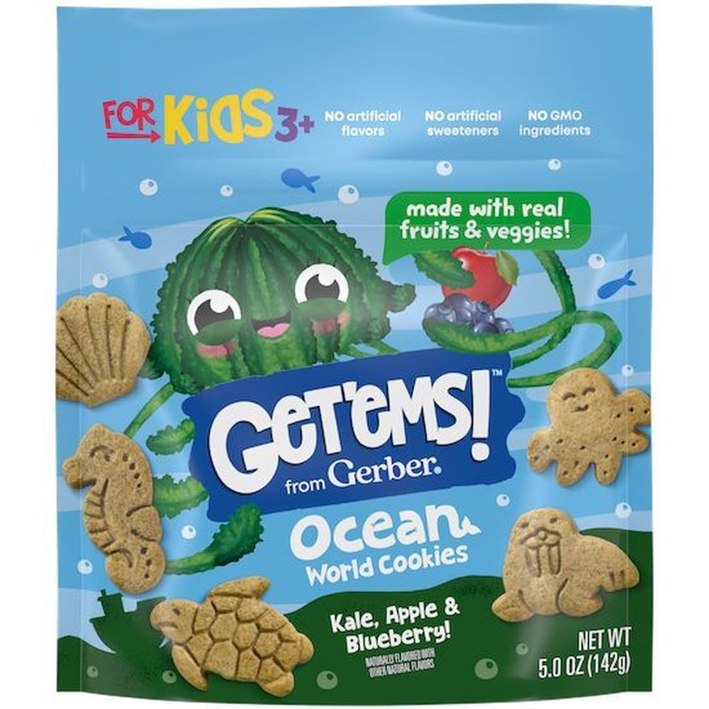 Gerber Get Ems Kale Apple and Blueberry Ocean World Cookies for Kids, 5 ...