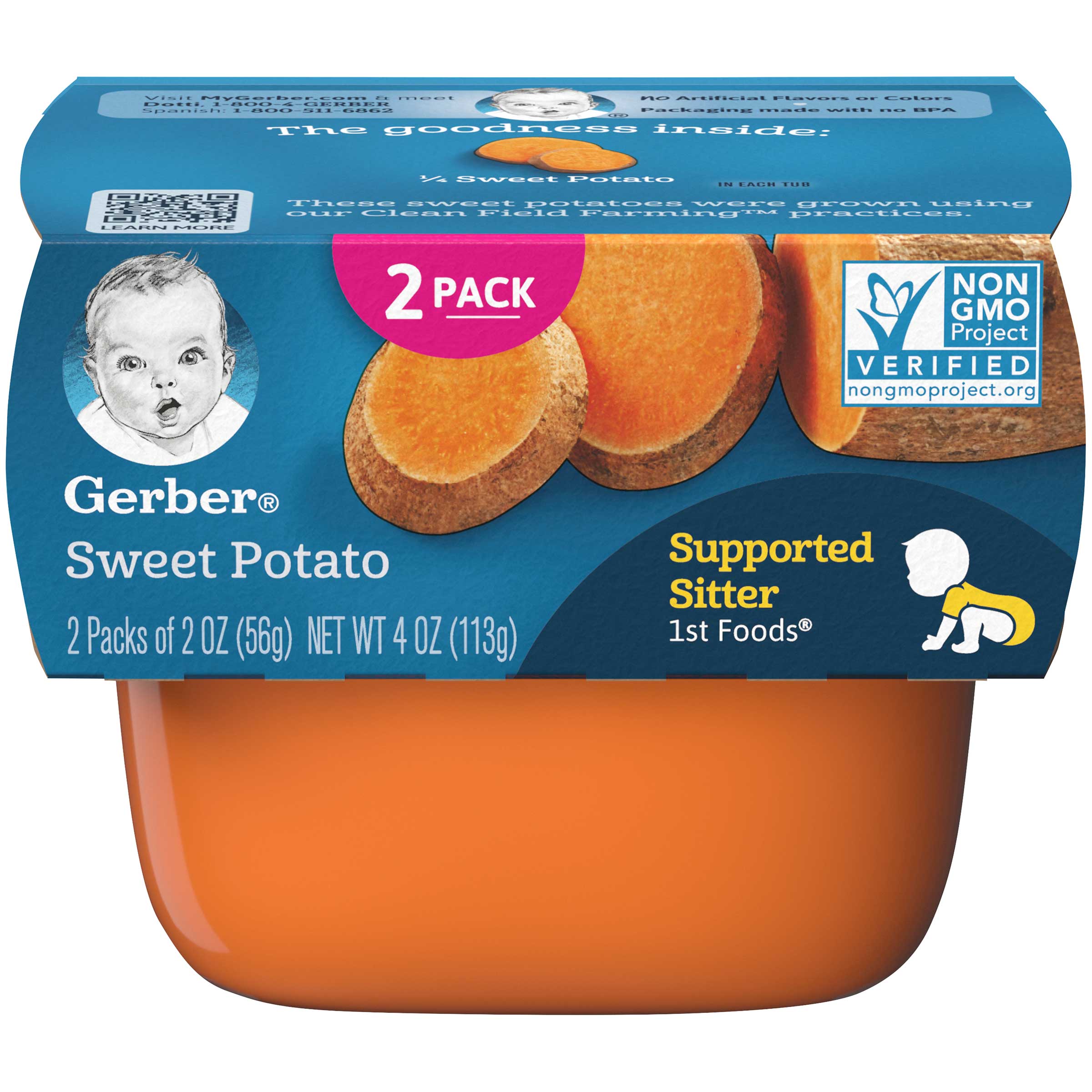 Gerber Sweet Potato 1st Food - Multi Pack, 4 Ounce Tub -- 8 per case.