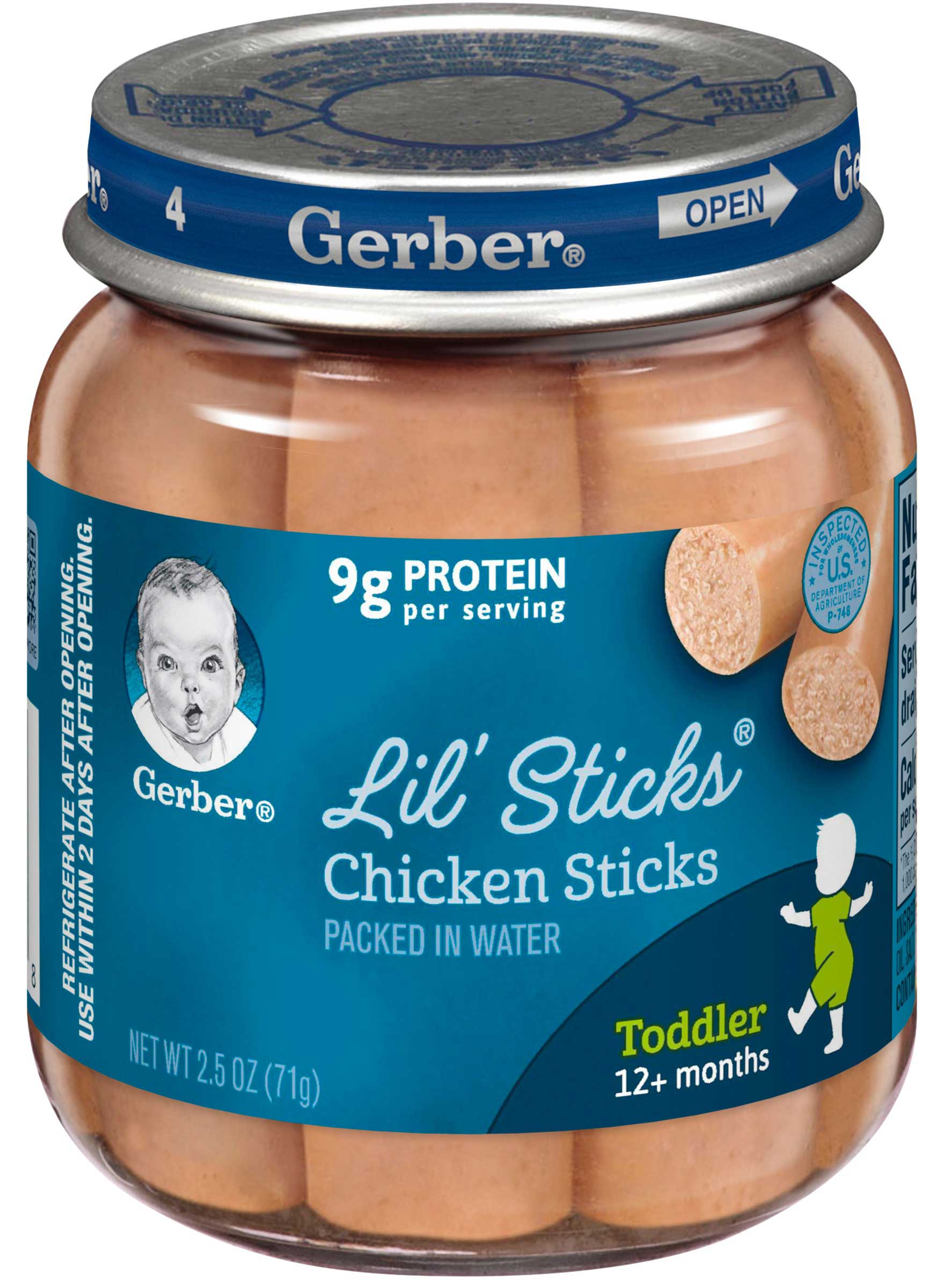 Gerber Lil Sticks Chicken Sticks, 2.5 Ounce Glass Jar -- 10 per case