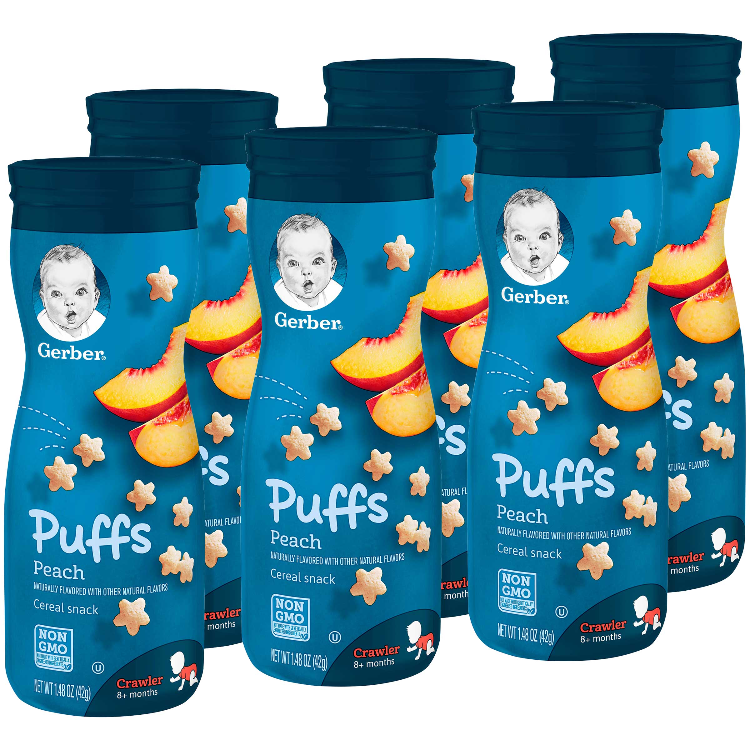 Gerber Puffs Peach Baby Snack Case FoodServiceDirect