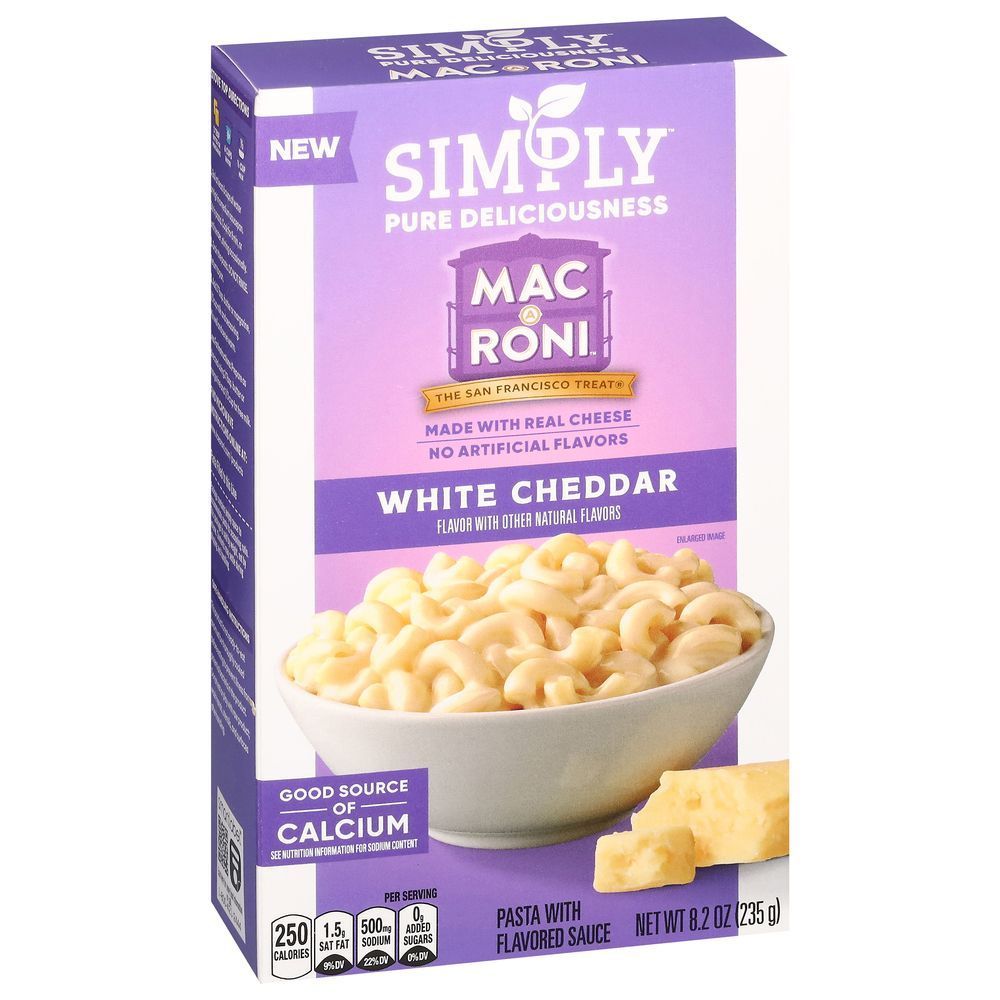 Simply Mac-A-Roni White Cheddar Pasta with Flavored Sauce, 8.2 Ounce ...