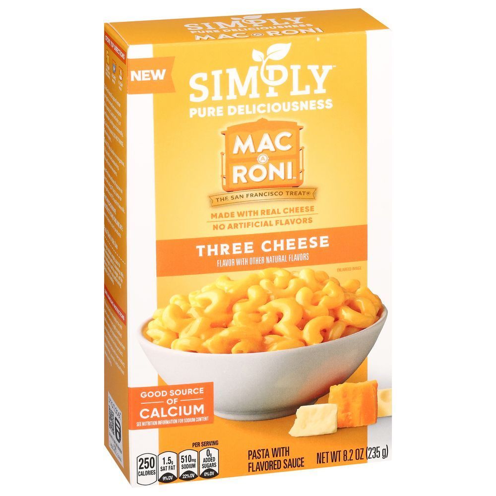 Simply Mac-A-Roni Three Cheese Flavor Pasta with Flavored Sauce ...