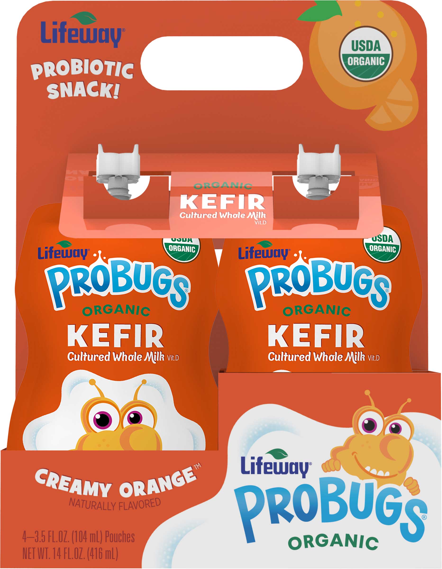 Lifeway ProBugs Creamy Orange Kefir, 14 Ounce -- 6 per case.