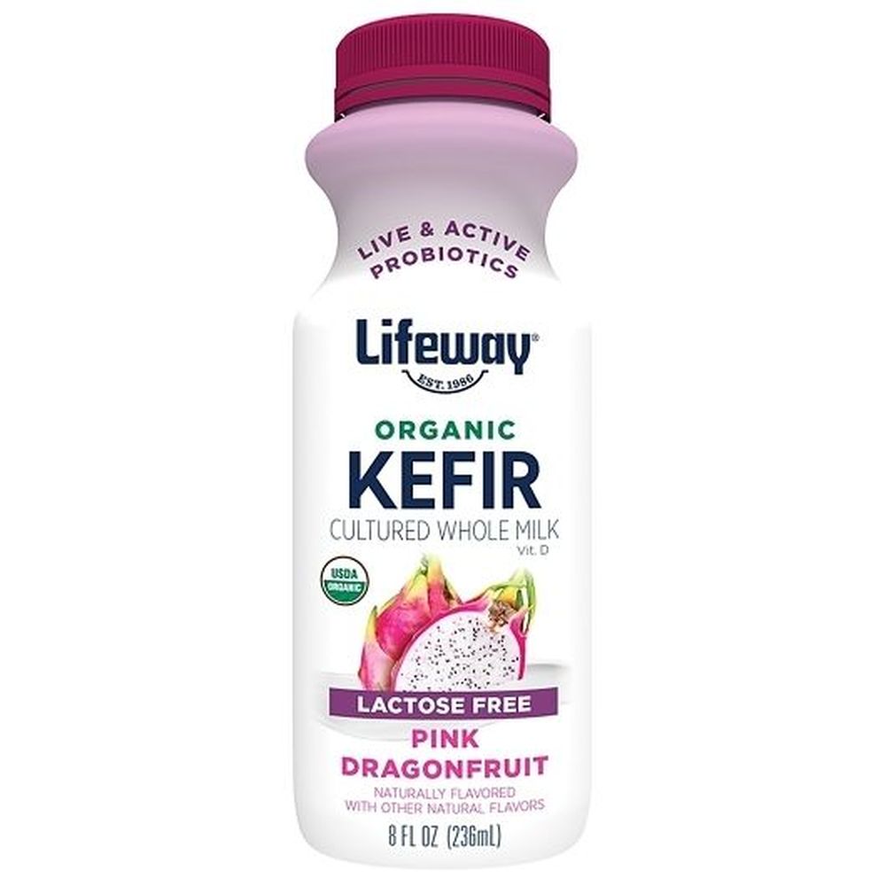 Lifeway Organic Watermelon Pink Dragonfruit Kefir, 8 Fluid Ounce - 6 ...