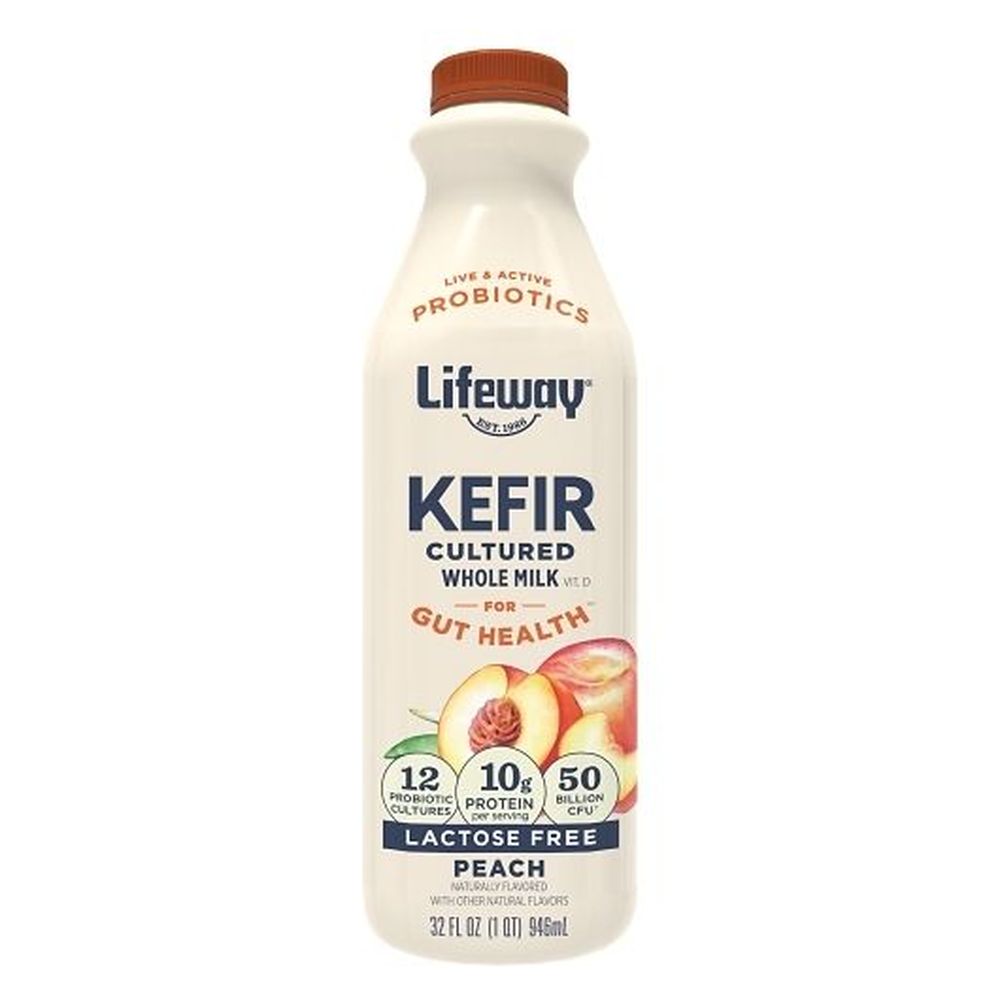 Lifeway Peach Whole Milk Kefir, 32 Fluid Ounce - 6 per case