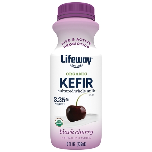 Lifeway Organic Whole Milk Black Cherry Kefir, 8 Fluid Ounce -- 6 per case