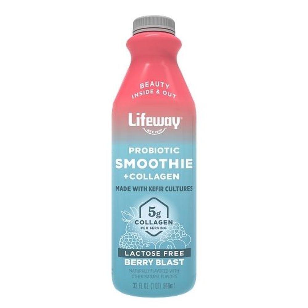 Lifeway Lowfat Berry Blast Probiotic Smoothie Plus Collagen, 32 Fluid ...