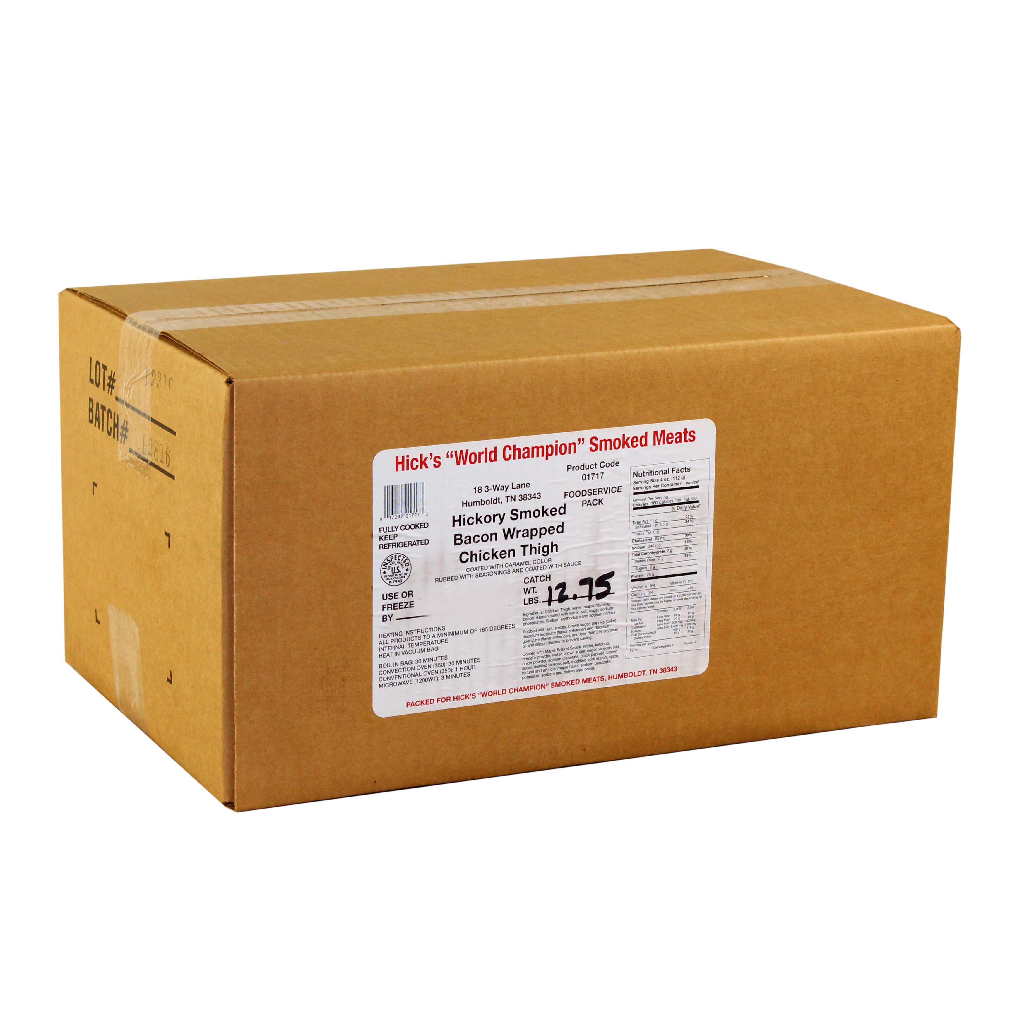 Hicks Hickory Maple Bacon Chicken Thighs Case | FoodServiceDirect