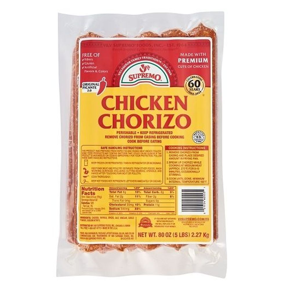 V and V Supremo Premium Chicken Chorizo, 5 Pound