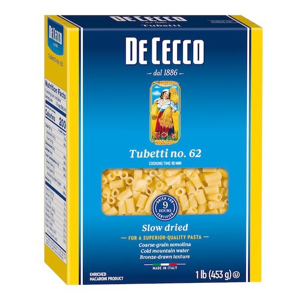 De Cecco No. 62 Tubetti Pasta, 1 Pound -- 20 per case