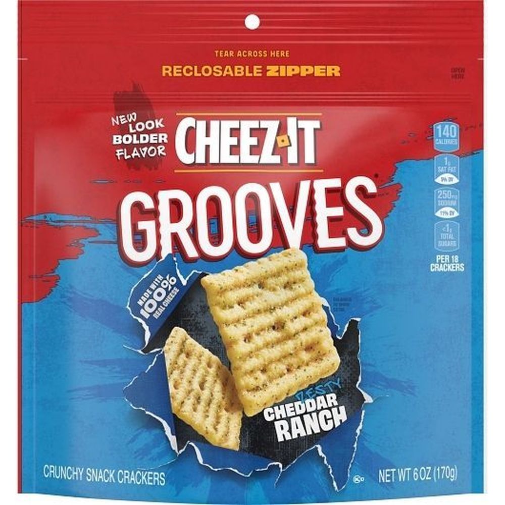 Cheez It Crackers Grooves Cheddar Ranch Crunchy Snack Cracker, 6 Ounce ...