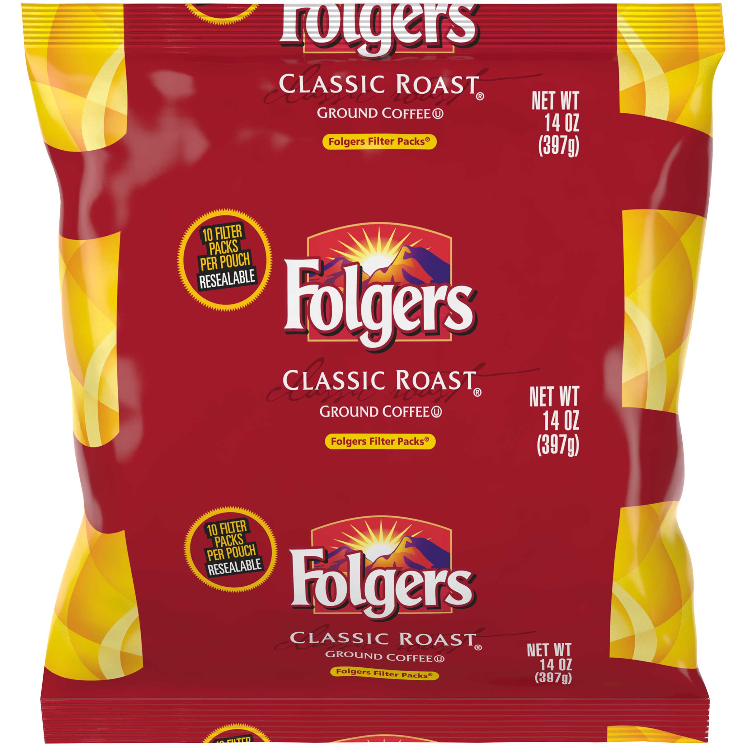 Folgers Classic Roast Ground Coffee, 10 count per pack -- 16 per case ...