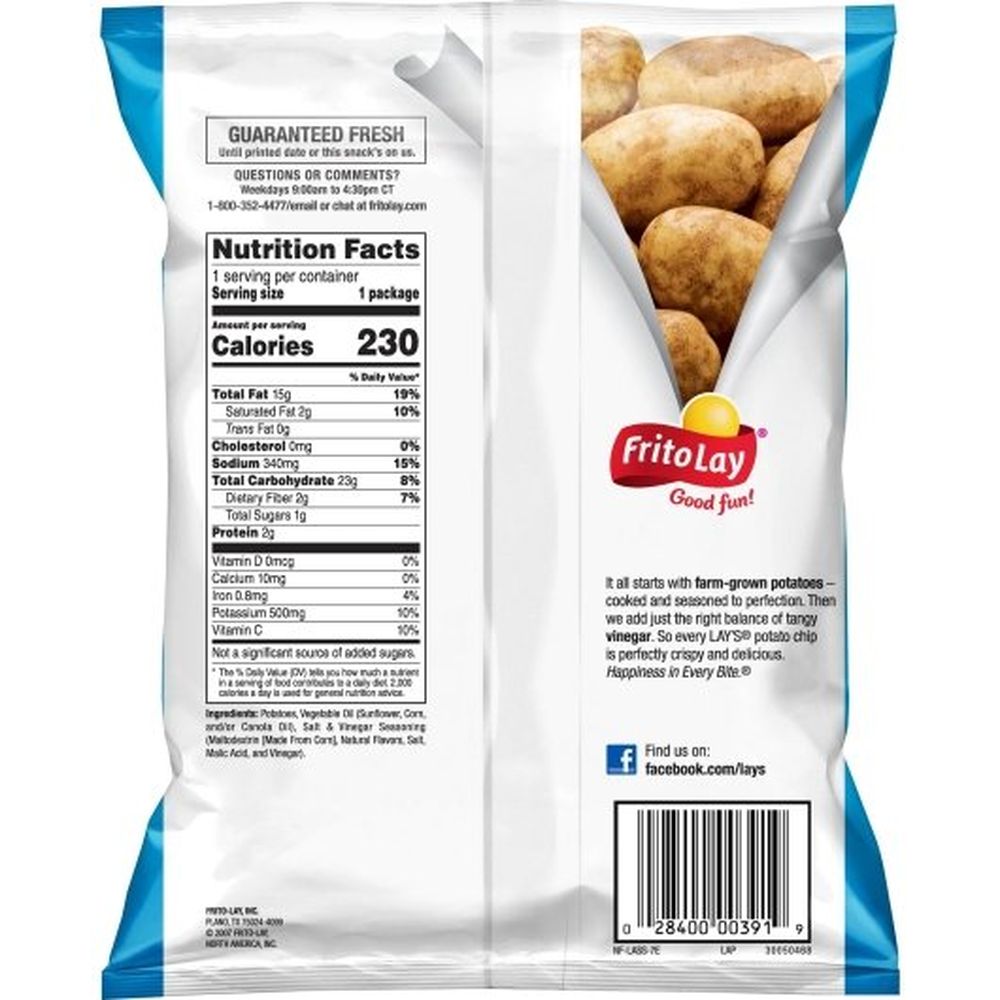 Lays Potato Chips Nutrition Facts