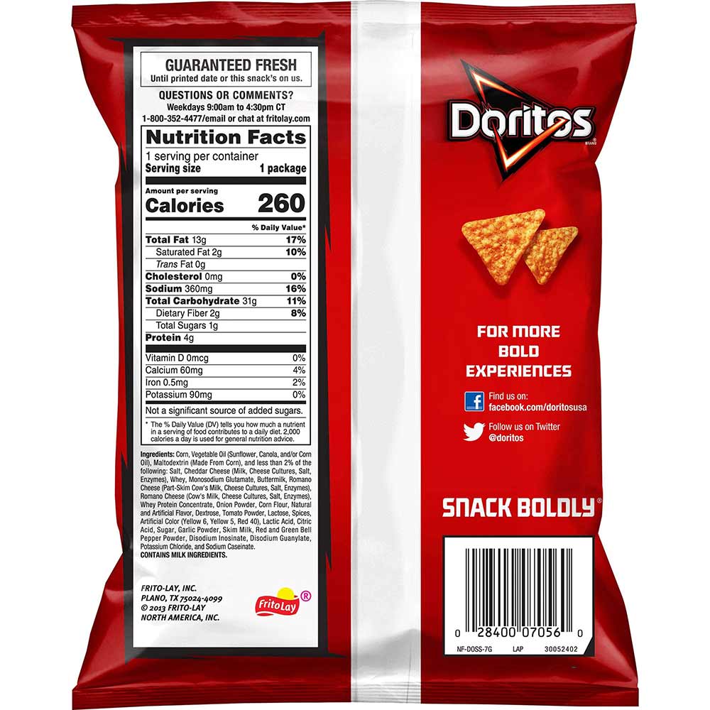 doritos bag backside