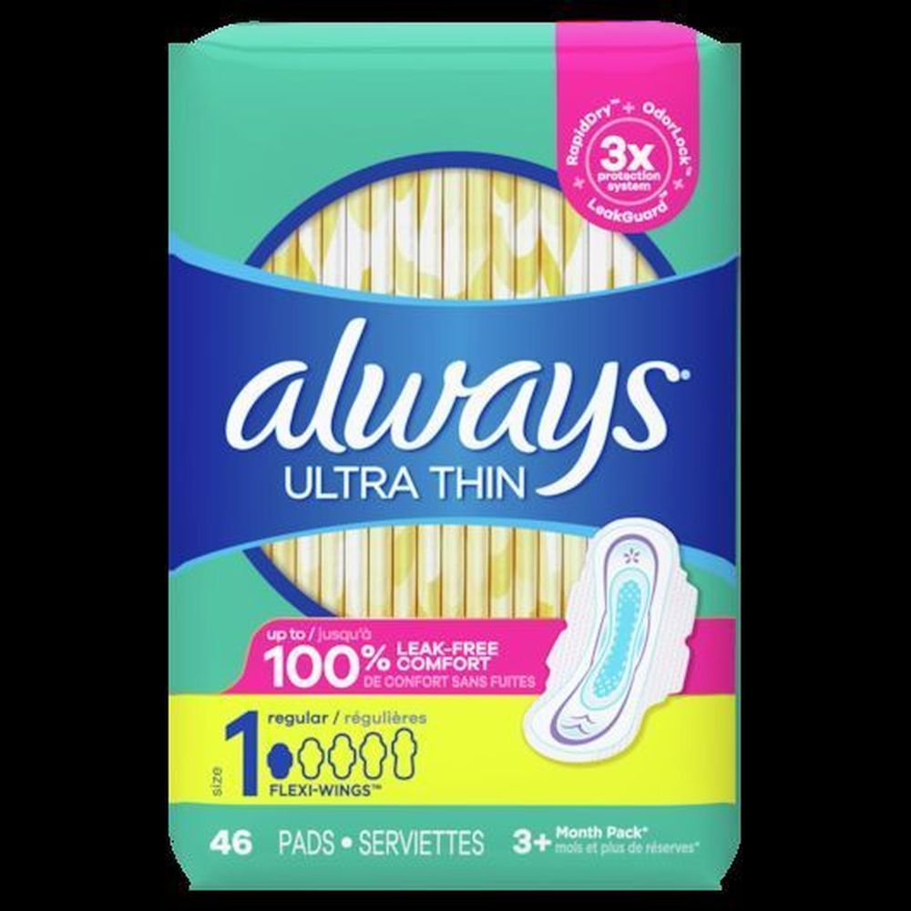 Always Regular/Normal Wing Ultra Thin Pads, 46 count -- 6 per case