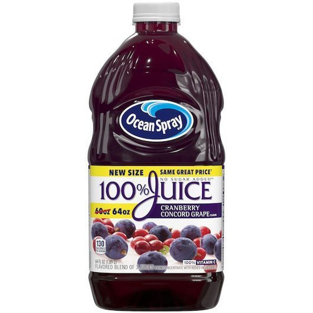 Ocean Spray 100 Percent Cranberry Concord Grape Juice, 64 Fluid Ounce ...
