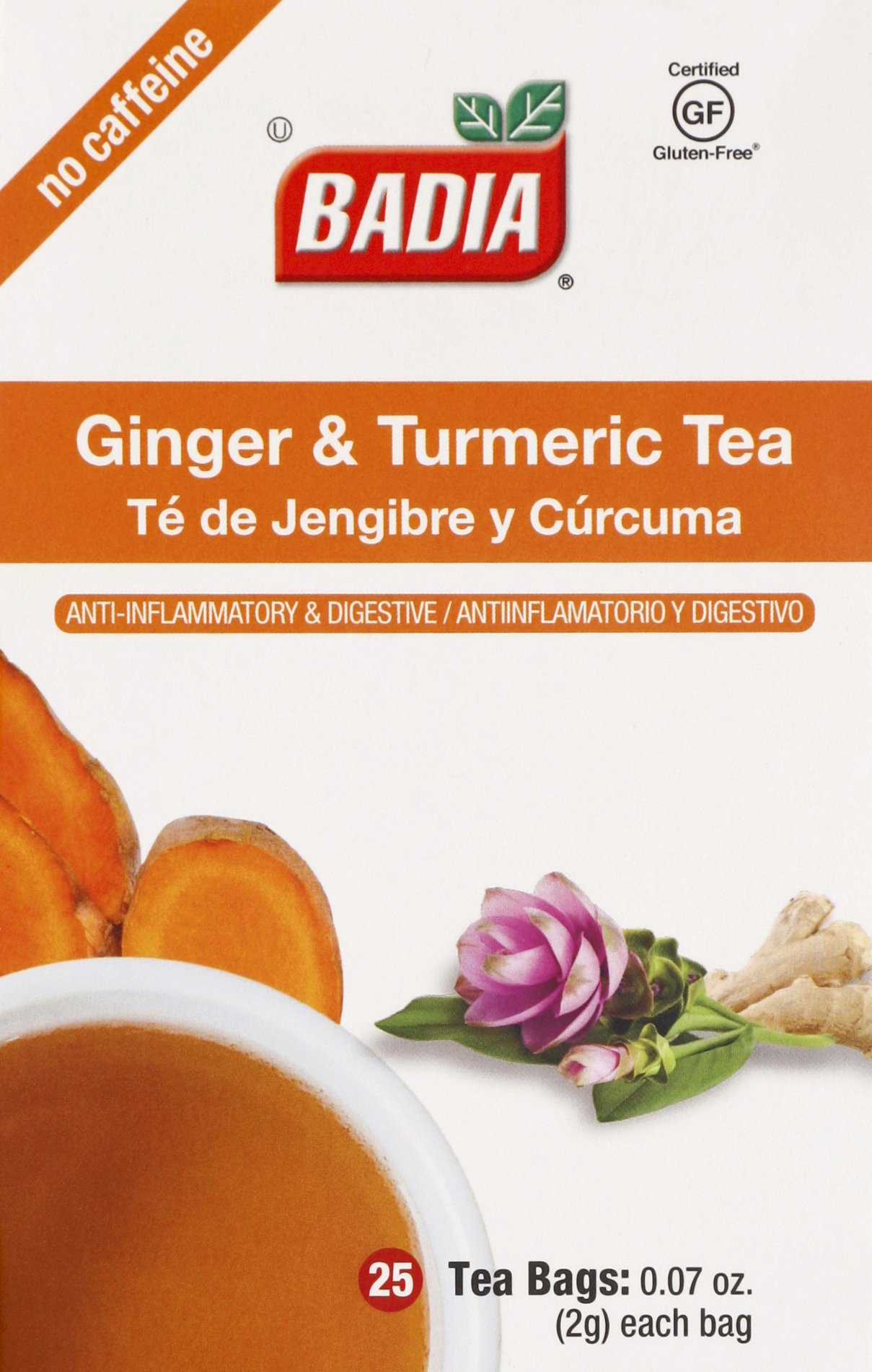 Badia Ginger Tumeric Tea, 25 tea bag per pack -- 250 per case
