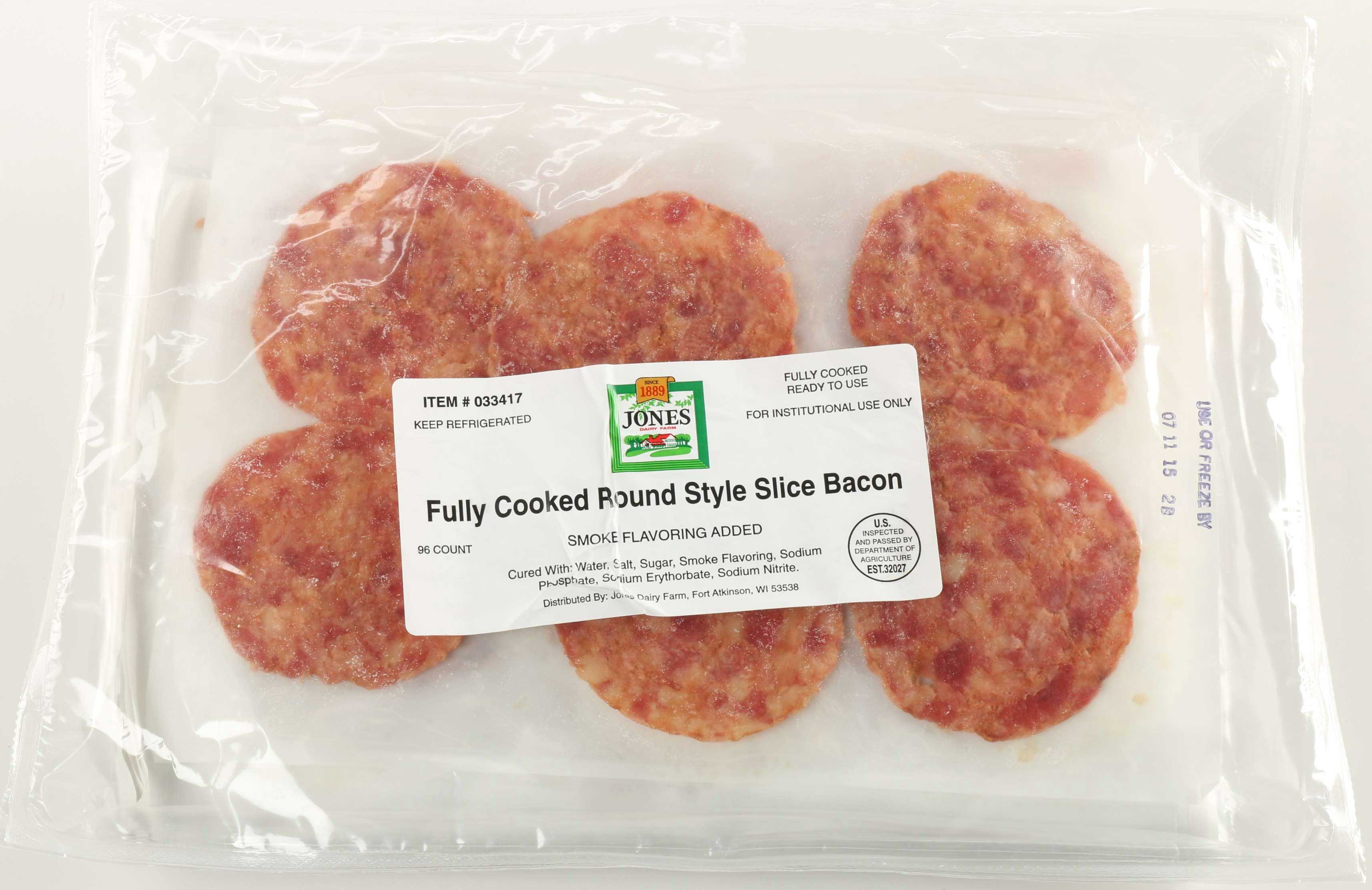 Jones Dairy Farm Precooked Hickory Smoked Round Bacon Slices, 0.367 ...