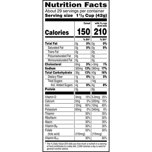Corn Flakes Nutrition Label