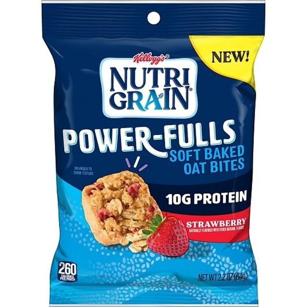 Kelloggs Nutri-Grain Powerfulls Strawberry Soft Baked Oat Bites, 2.2 ...