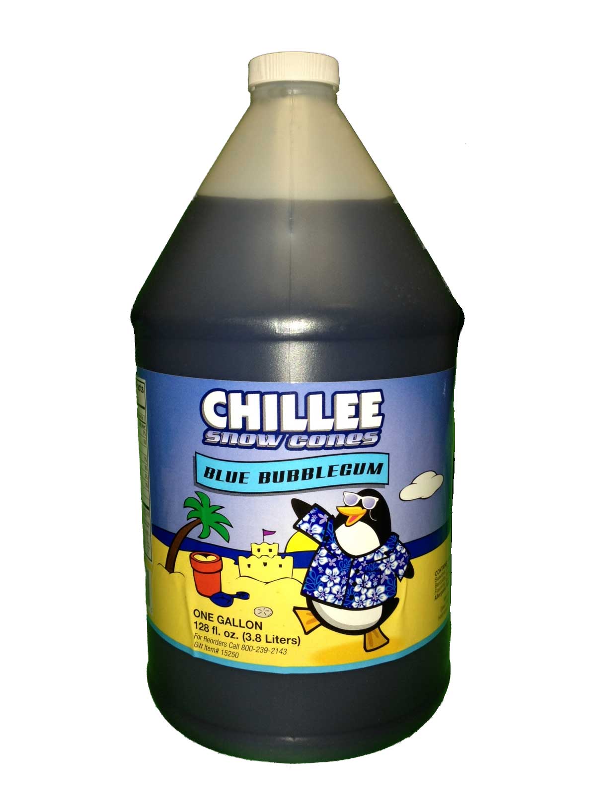 Chillee Snow Cone Blue Bubblegum Syrup, 1 Gallon -- 4 per case.
