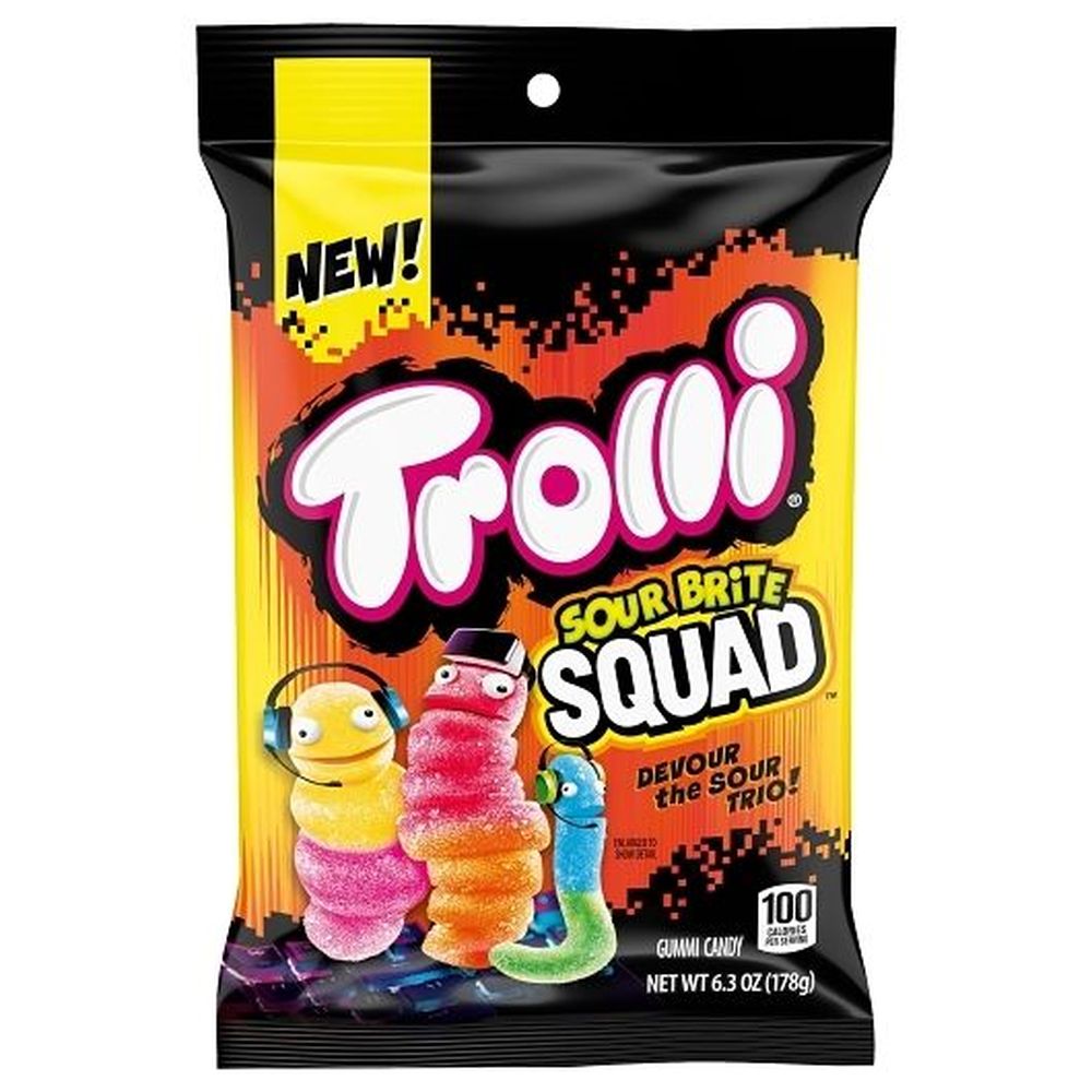 Trolli Sour Brite Squad Gummi Candy - Peg Bag, 6.3 Ounce - 8 per case