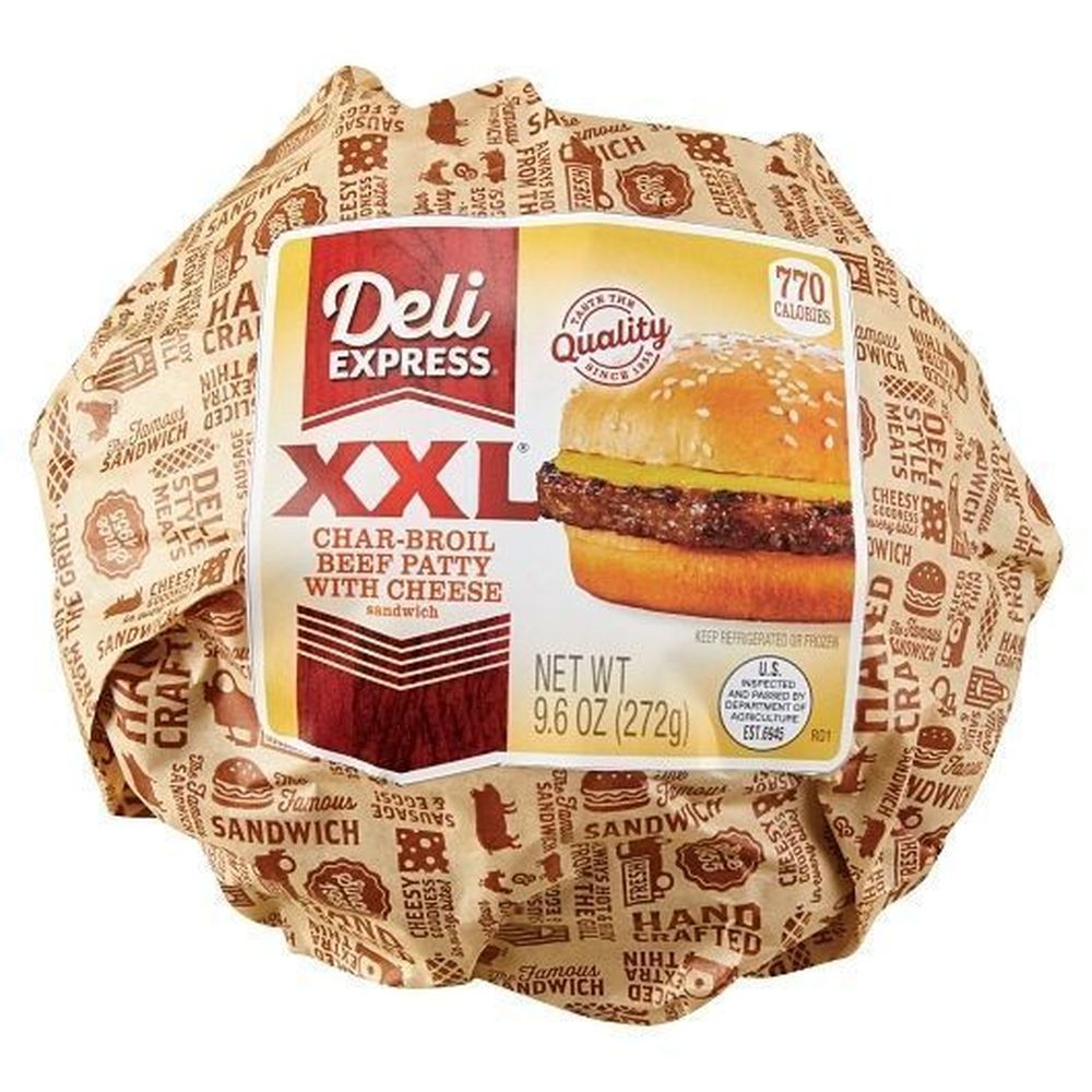 Deli Express Hot-To-Go XXL Charbroil with Cheese Sandwich, 9.6 Ounce ...