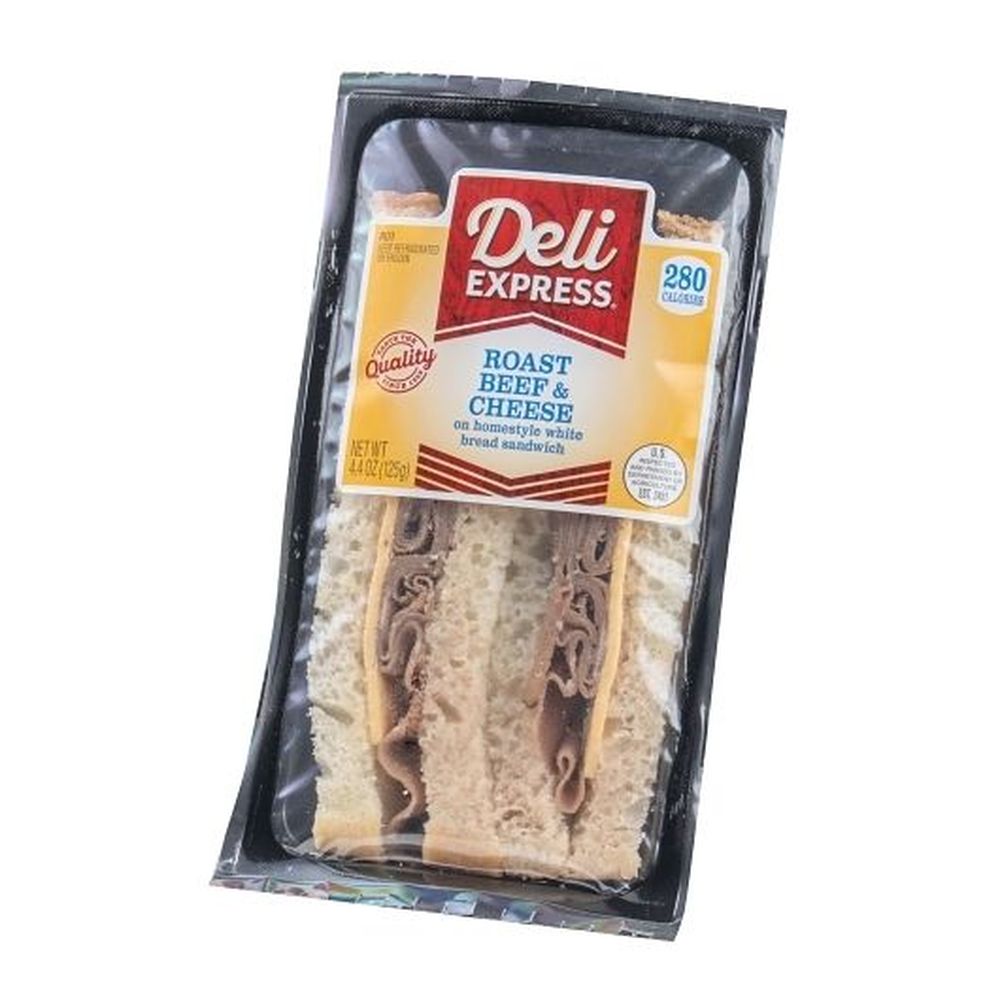 Deli Express Individually Wrapped Roast Beef and Cheese Sandwich, 4.4 ...