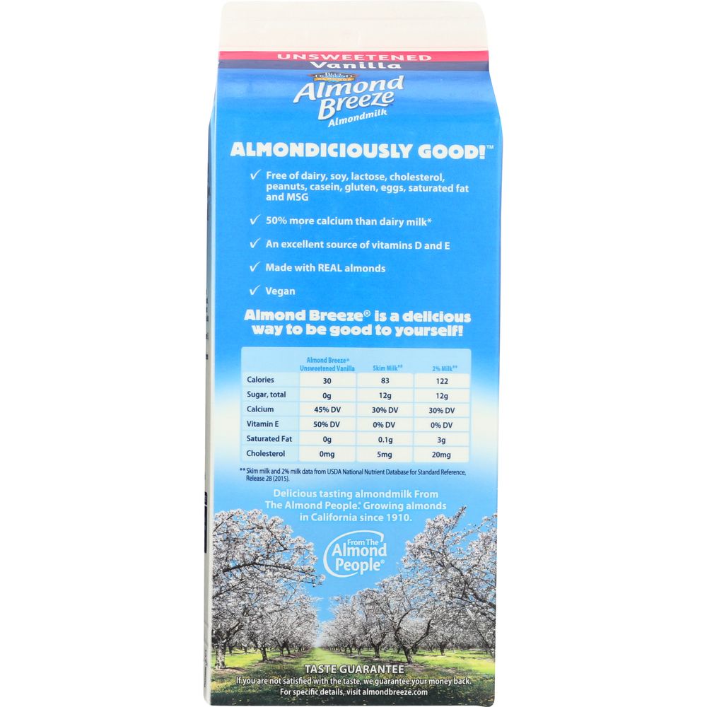 Almond Breeze Vanilla Unsweetened Almond Milk Case | FoodServiceDirect
