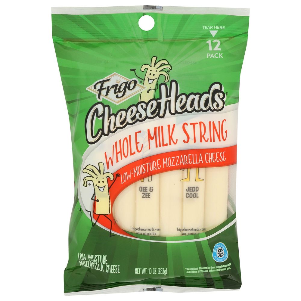 Frigo Cheeseheads Whole Milk Mozzarella String Cheese, 10 Ounce -- 12 per case