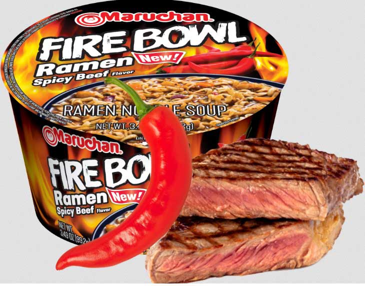 Maruchan Flaming Bowl Spicy Beef Flavor Ramen Noodle Soup, 3.49 Ounce ...