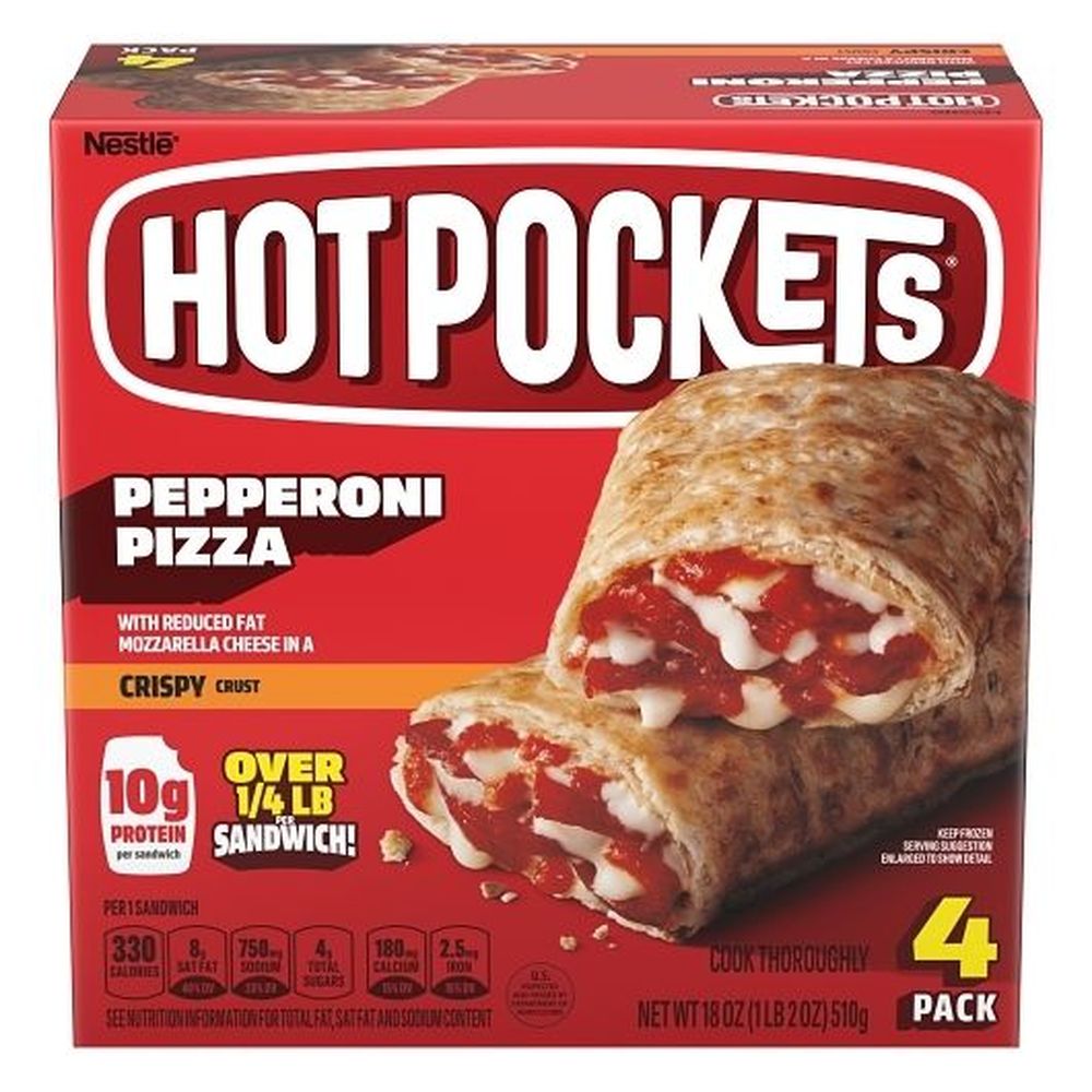 Hot Pocket Pepperoni Pizza Crispy Crust Sandwich, 18 Ounce -- 4 per case