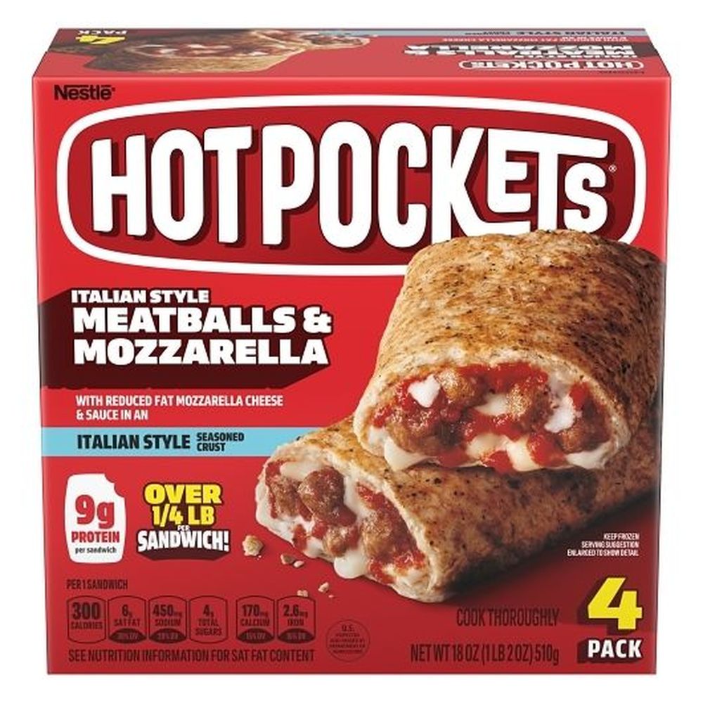 Hot Pocket Italian Style Meatballs and Mozzarella Sandwich, 18 Ounce ...
