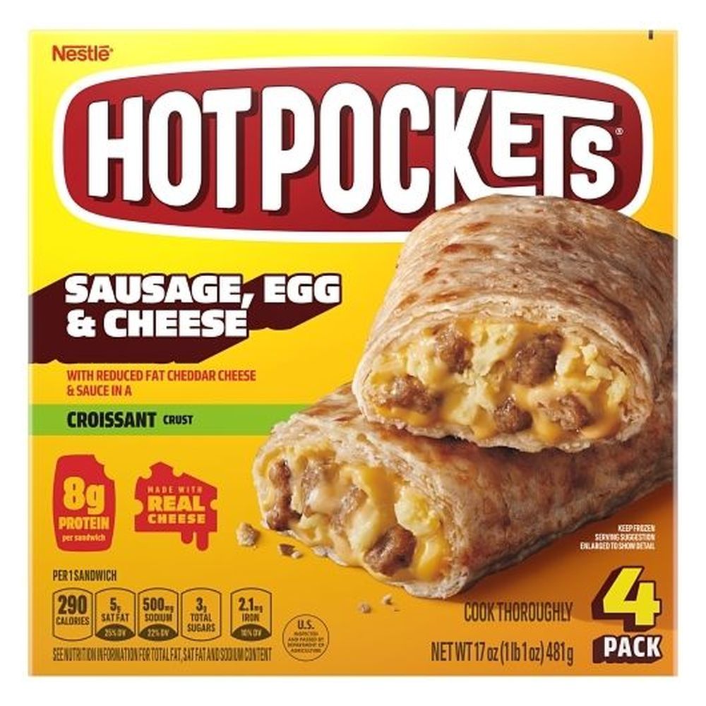 Hot Pocket Sausage Egg and Cheese Croissant Crust Sandwich, 17 Ounce ...