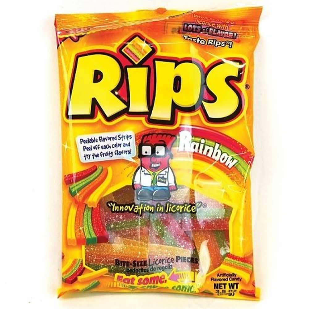 Rips Bite Size Peel Rainbow Candy, 3.5 Ounce -- 12 per case