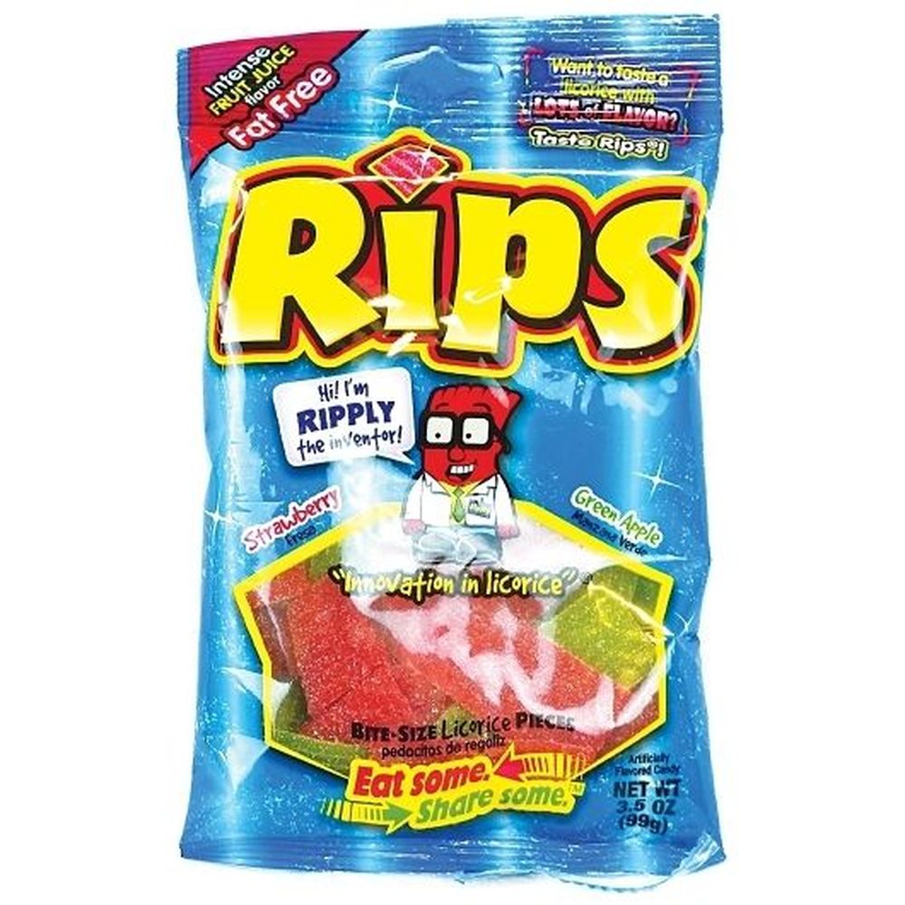 Rips Bite Size Strawberry Green Apple Candy, 3.5 Ounce -- 12 per case