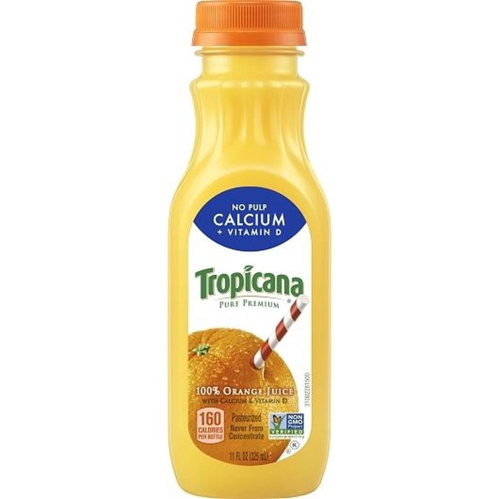 Tropicana Pure Premium No Pulp Orange Juice with Calcium, 11 Fluid ...