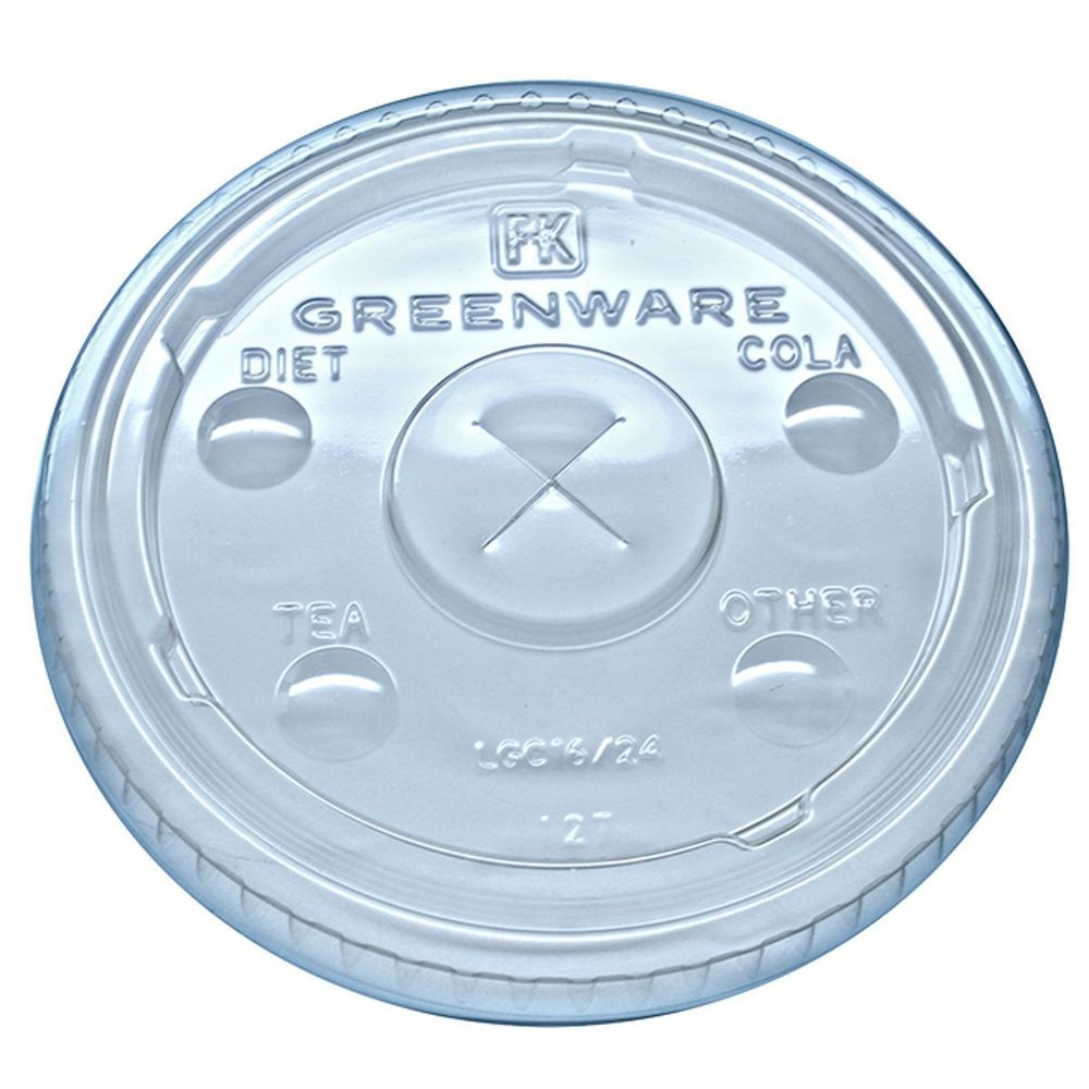 Greenware Compostable Plastic x-Slot Lid for B Size Cold Drink Cups ...