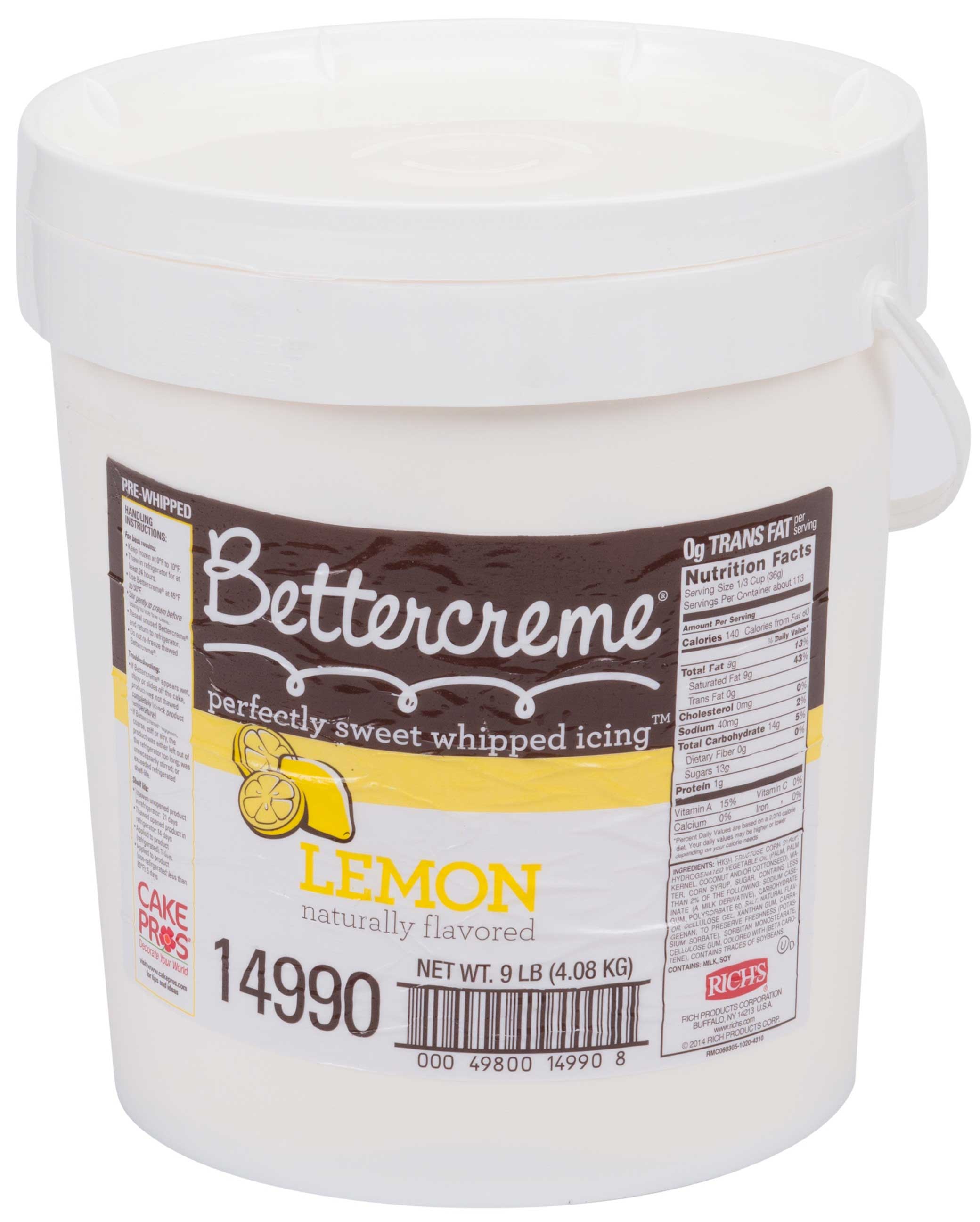 Richs Bettercreme Lemon Flavor Whipped Icing | FoodServiceDirect