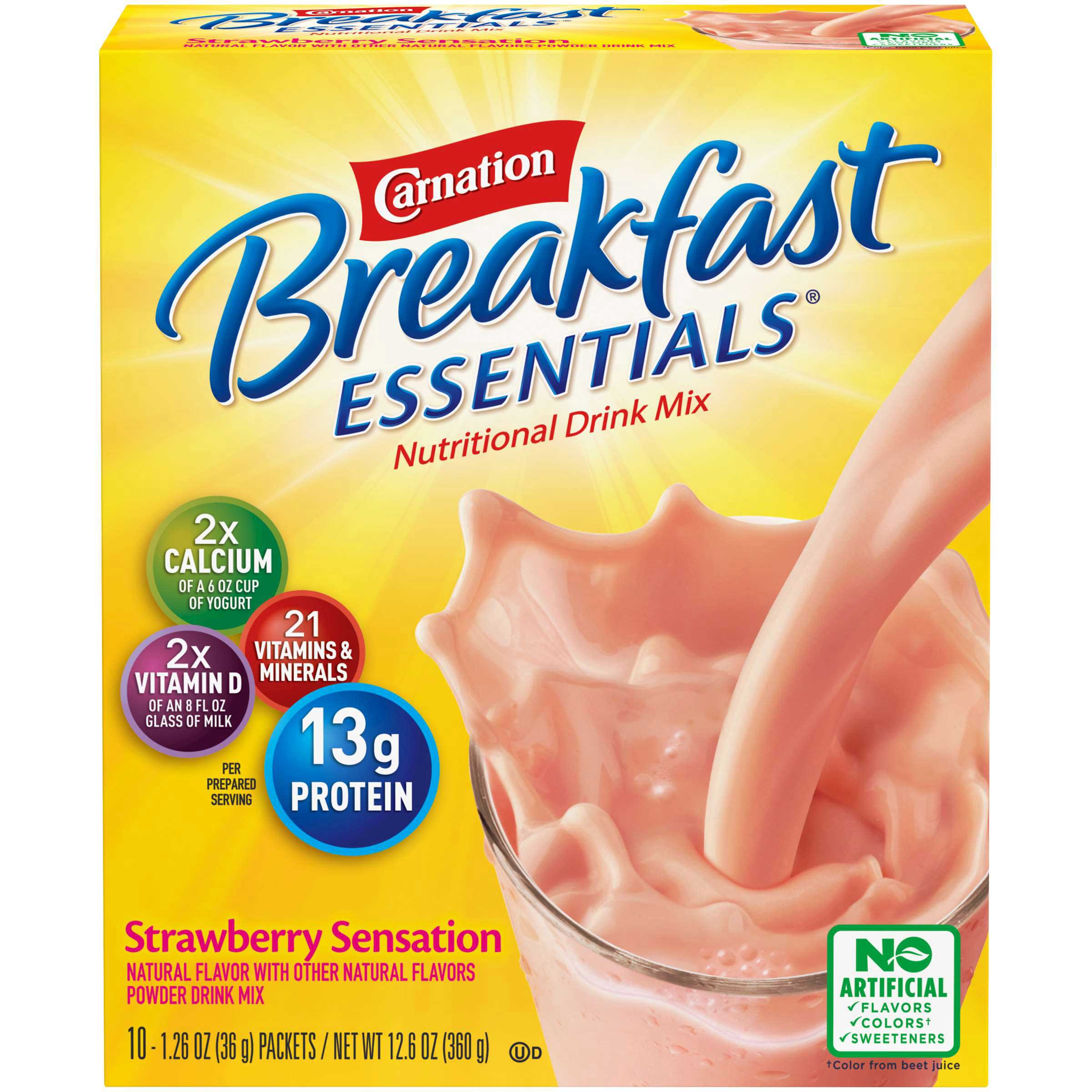 Carnation Breakfast Essentials Strawberry Nutritional Drink Mix Case ...