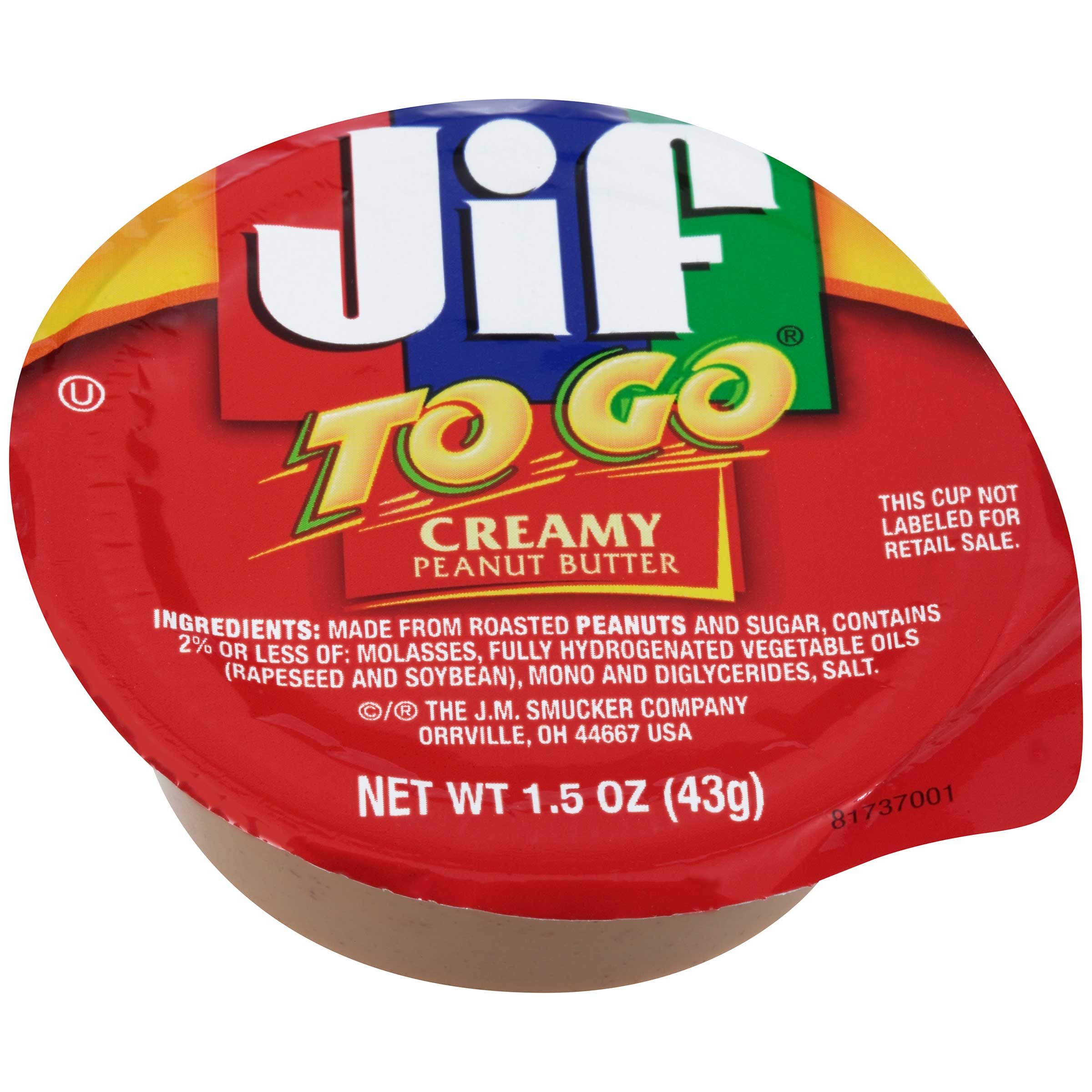 Jif To Go Creamy Peanut Butter, 1.5 Ounce -- 96 per case ...
