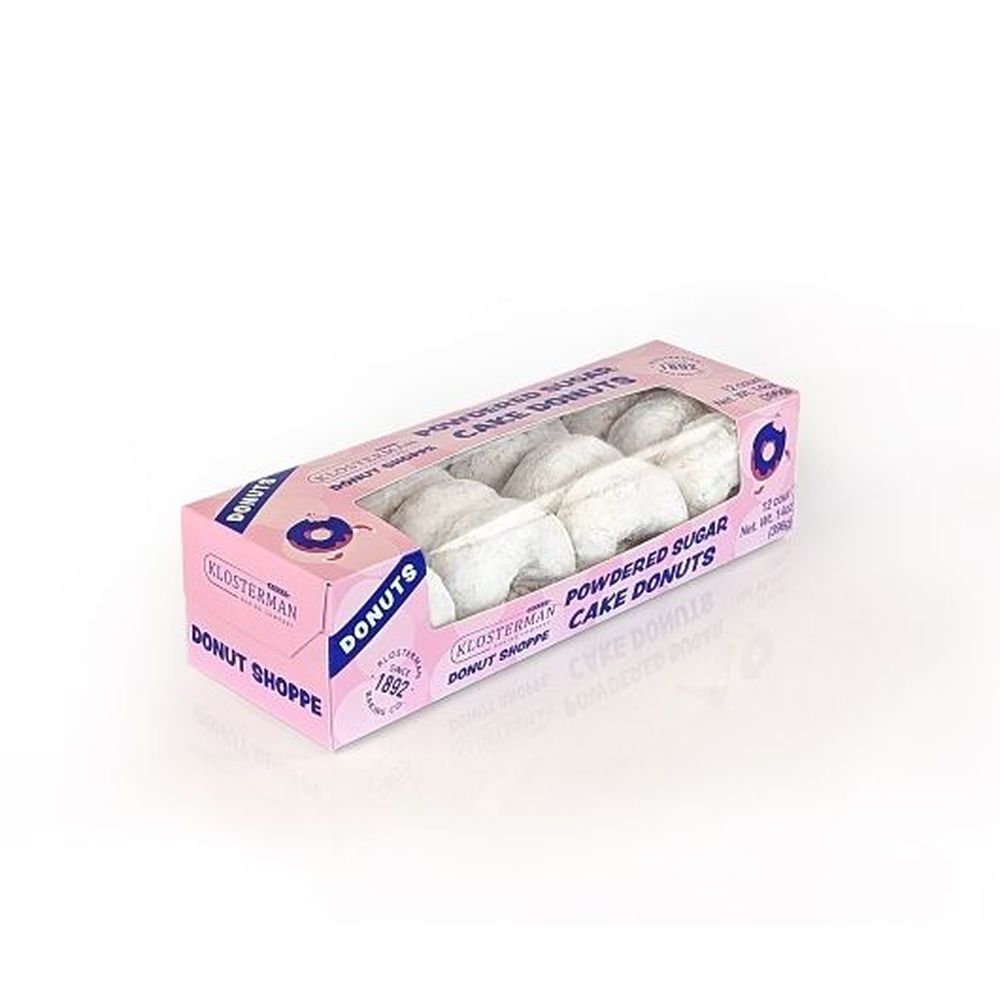 Klosterman Powdered Sugar Cake Donuts, 14 Ounce -- 15 per case