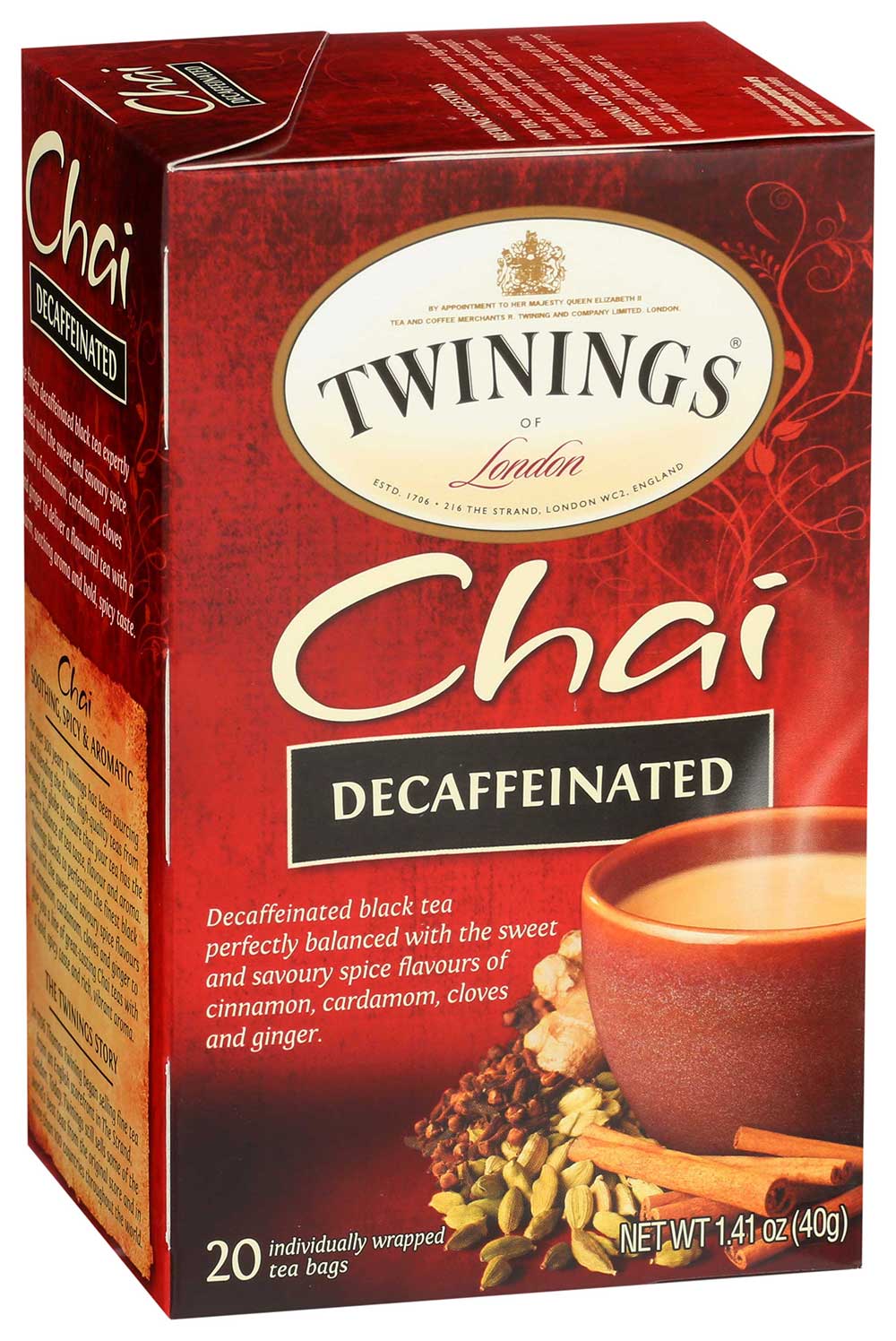 Twinings Chai Decaffeinated Tea Bag, 1.41 Ounce - 20 bags per pack -- 6 ...