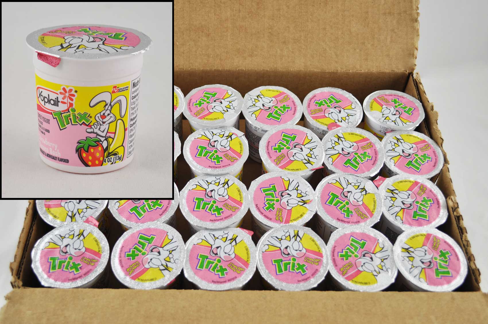 Yoplait Trix Strawberry Banana Bash Yogurt, 4 Ounce -- 48 per case.