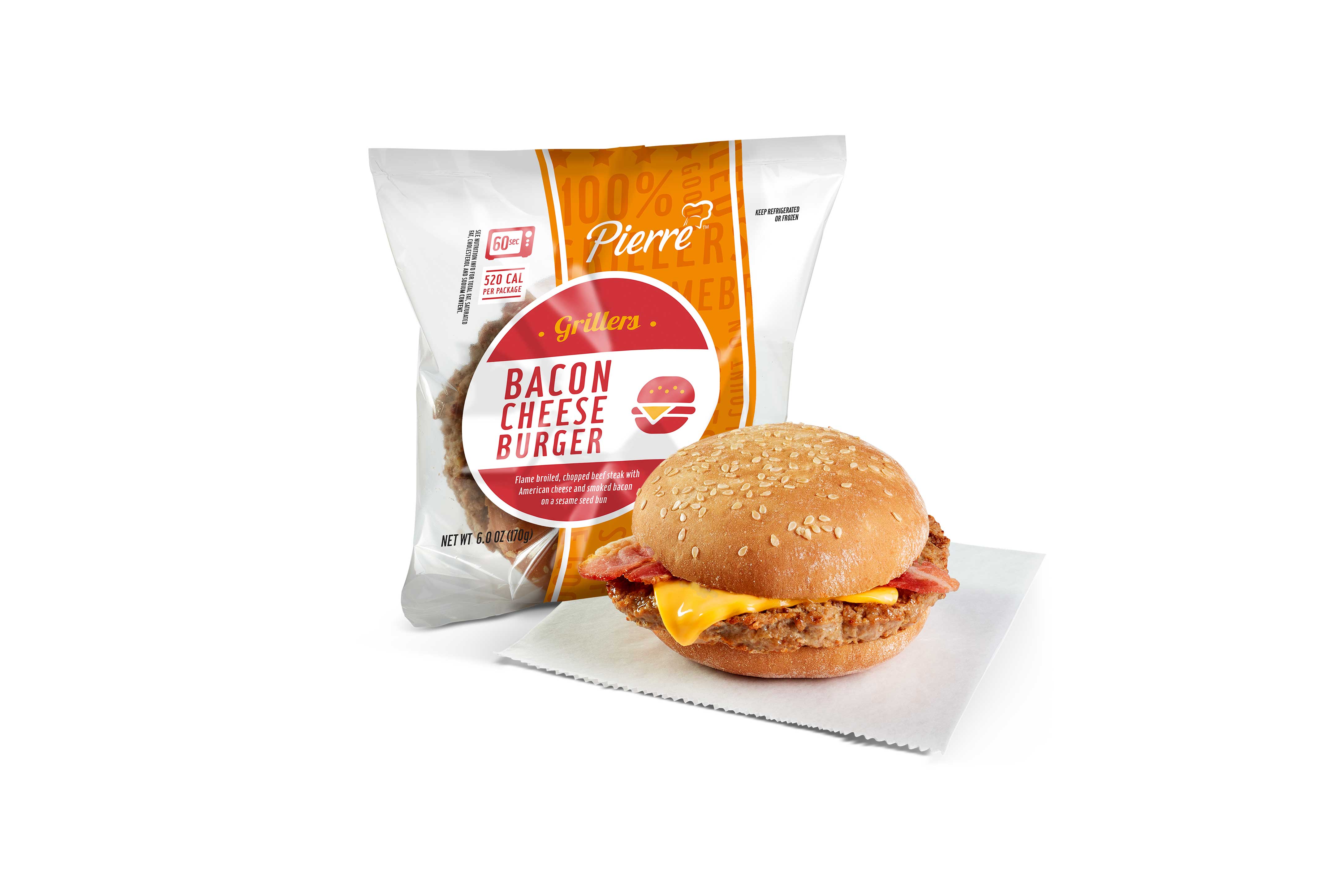 Advance Pierre Jumbo Bacon Cheeseburger, 6 Ounce -- 12 per case.