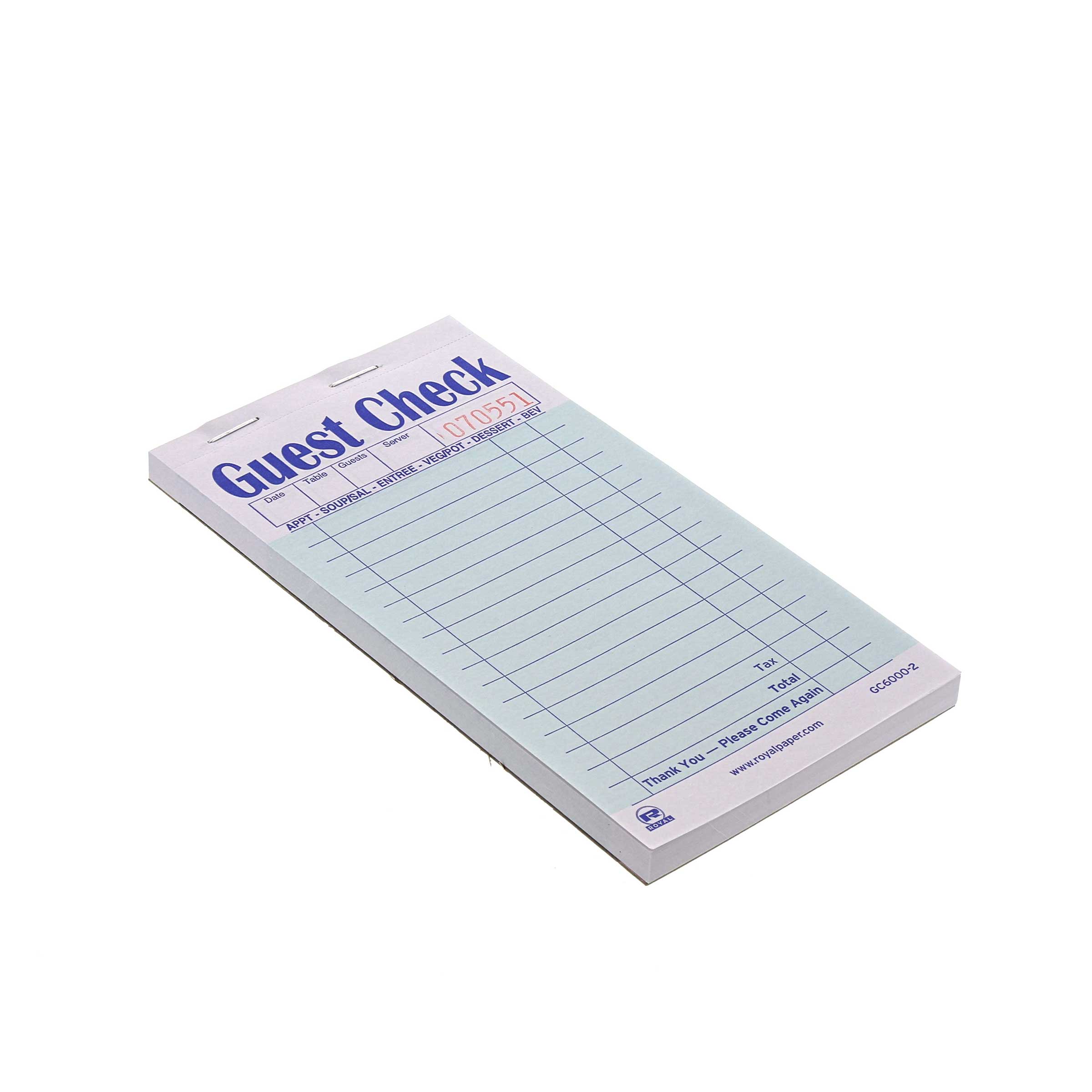 Royal Interleav Green Booked 2 Part 17 Lines Guest Check Carbon Paper ...